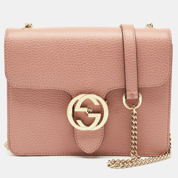 Gucci | Bags | Gucci Pink Leather Dollar Interlocking G Crossbody Bag ...
